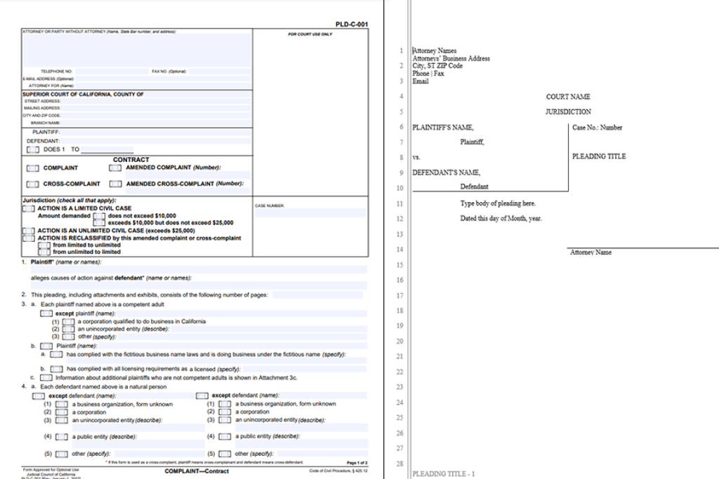 Summons (form SUM-100) and Complaint | California Courts | Self Help Guide
