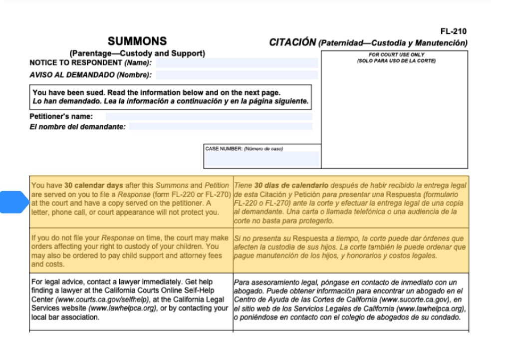 Petition and Summons (forms FL-200 and FL-210) | California Courts ...