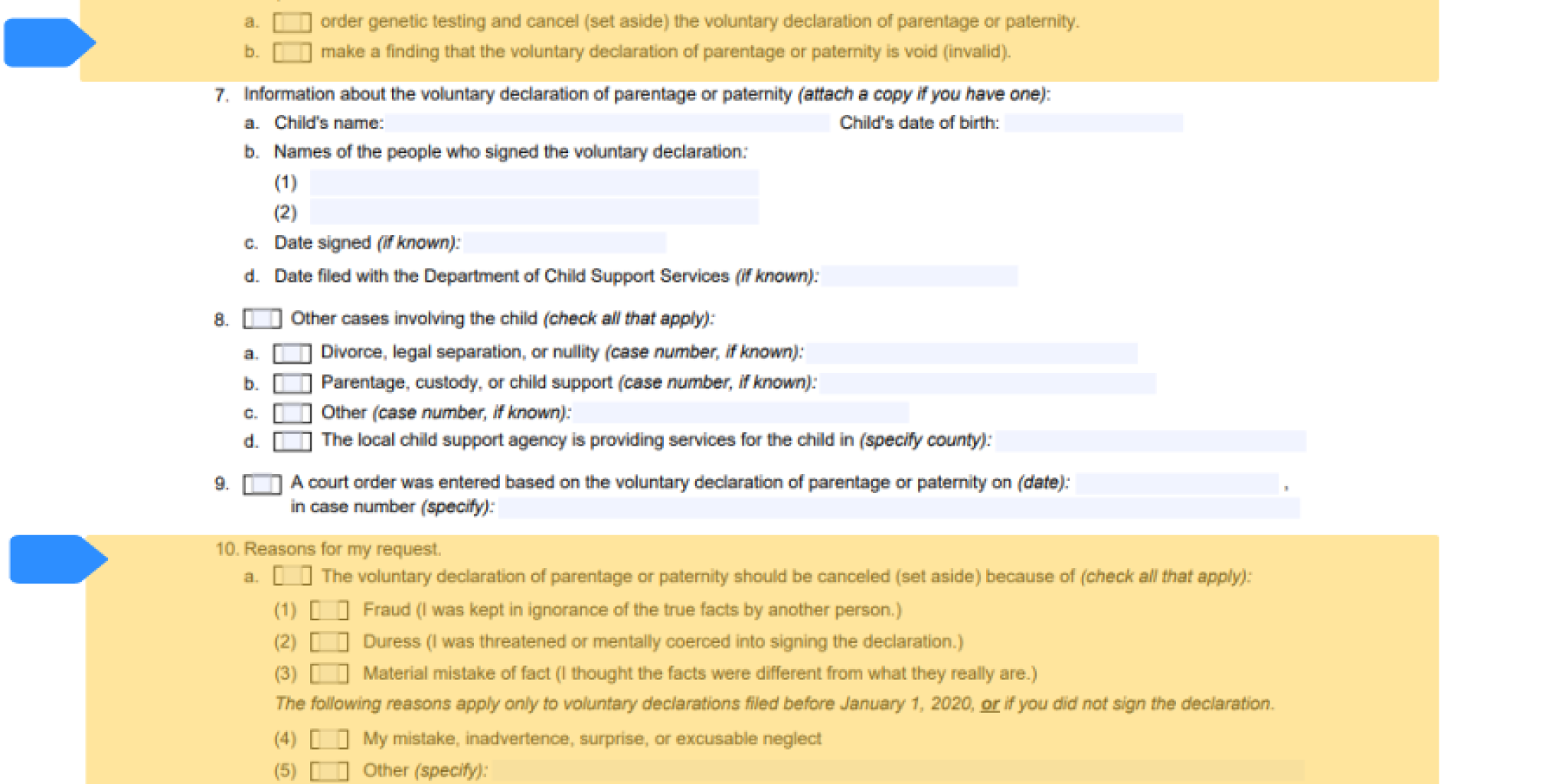 Request for Hearing and Application to Cancel Voluntary Declaration of ...