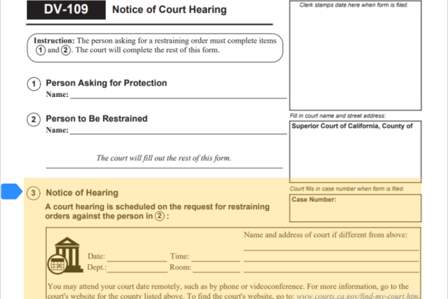 Restraining Order (DV-109, DV-100, DV-110) | California Courts | Self ...